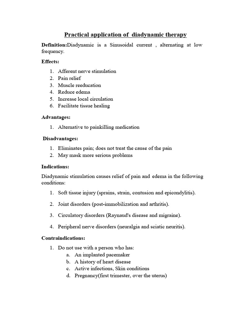 Diadynamic Therapy: Applications & Techniques | PDF | Pain | Nervous System