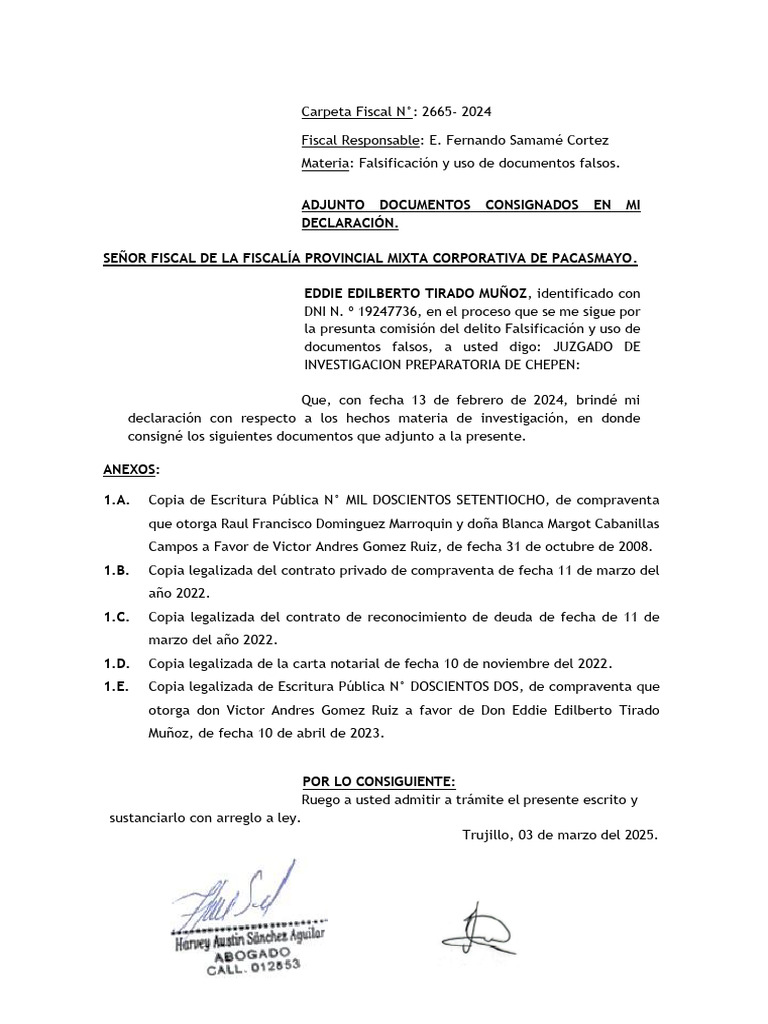 ADJUNTO DOCUMENTOS CONSIGNADOS EN MI DECLARACIÓN. - Removed | PDF