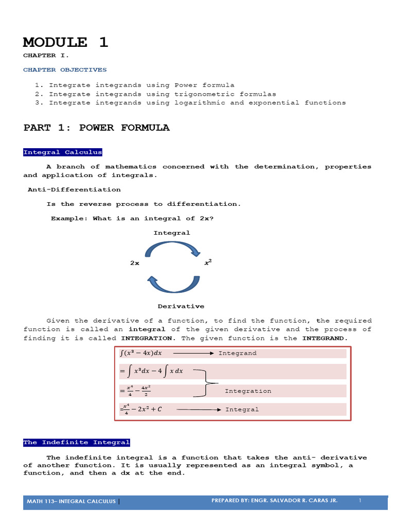 Module 1 Part 1 Integral Calculus Pdf Integral Function Mathematics