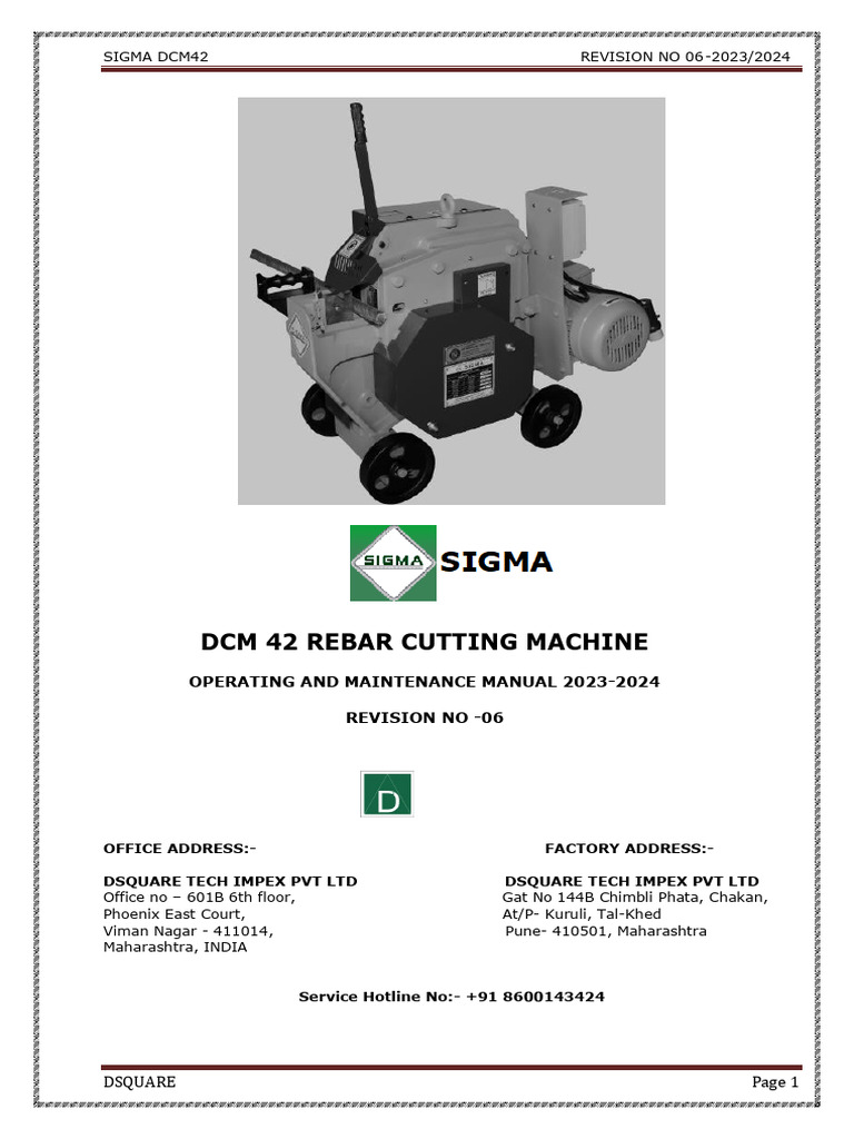 DCM42 Rebar Cutting Machine Manual | PDF | Belt (Mechanical) | Ac Power ...