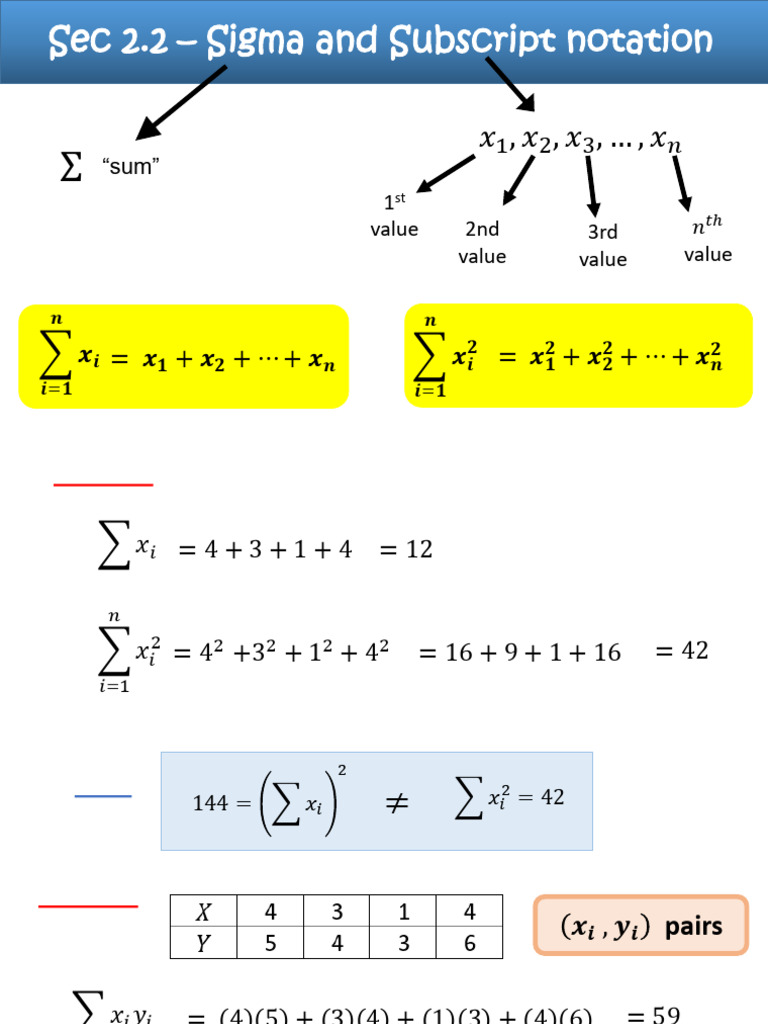 Sec 2.2 - Sigma Notation | PDF