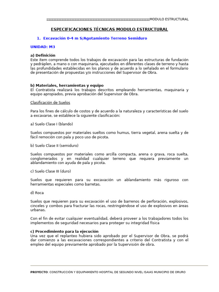 ESPECIFICACIONES TÉCNICAS COMPONENTE ESTRUCTURAL SEPARADOS POR ITEM ...