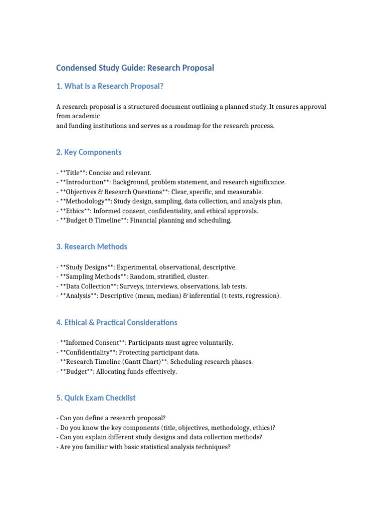 Condensed Research Study Guide | PDF