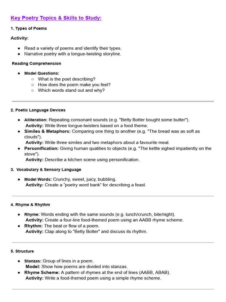 Poetry Revision | PDF | Poetry | Rhyme