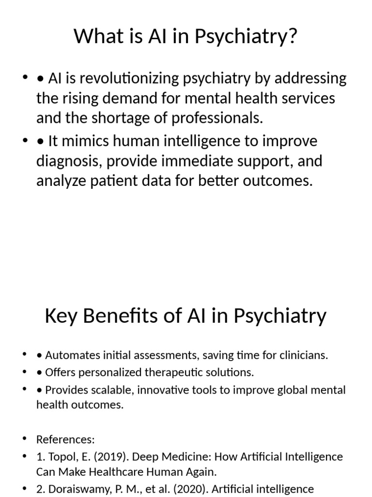 AI in Psychiatry Three Slides | PDF