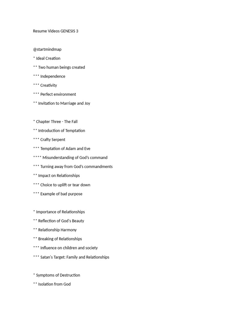 Resume Videos GENESIS 3 | PDF | Adam And Eve | Religious Belief And ...