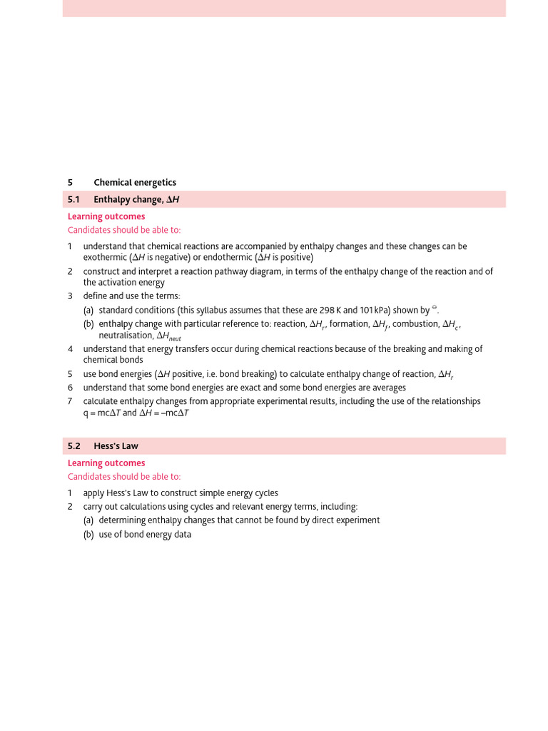 5 Chemical Energetics AS Notes | PDF | Enthalpy | Chemical Reactions