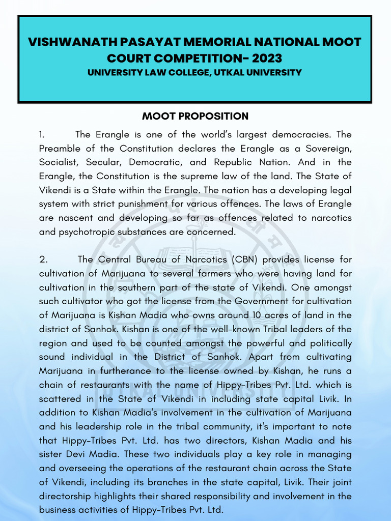 Vishwanath Pasayat Memorial NATIONAL MOOT COURT COMPETITION - 2023 | PDF | Prosecutor | Justice