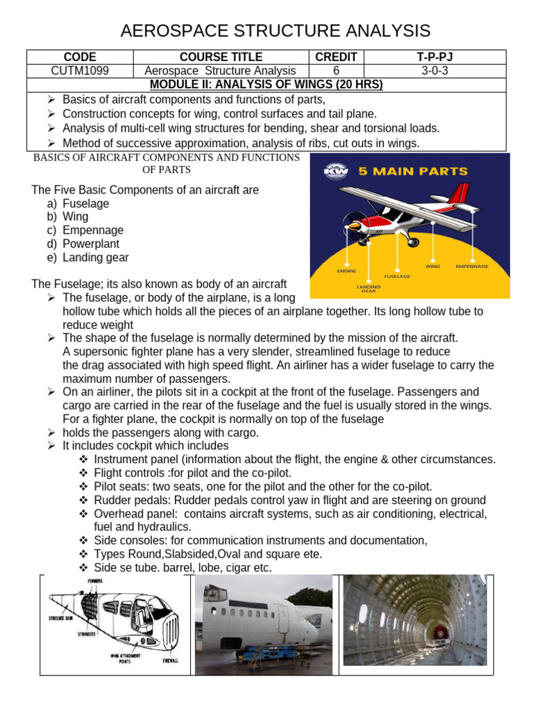 Module - 02 Aero, Structural Analysis | PDF | Airplane | Spar (Aeronautics)