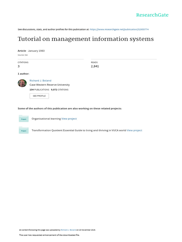 Management Information Systems Tutorial | PDF | System | Decision Making