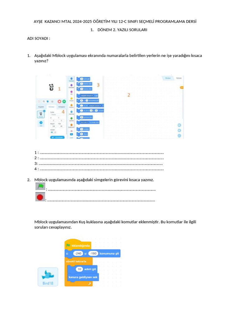 Programlama 2. Yazili | PDF