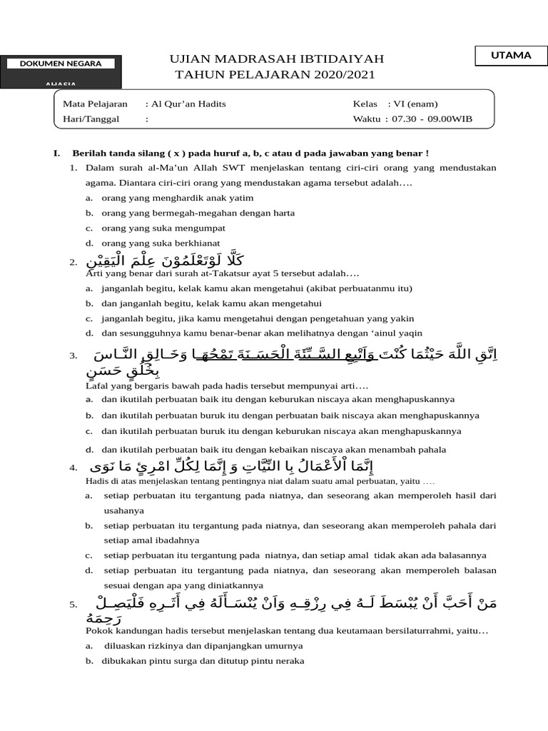 Soal Um QH | PDF