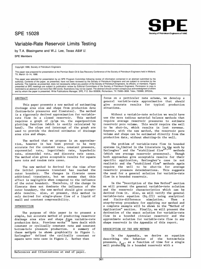 Spe 15028 - Variable-Rate Limits Testing - Blasingame | PDF