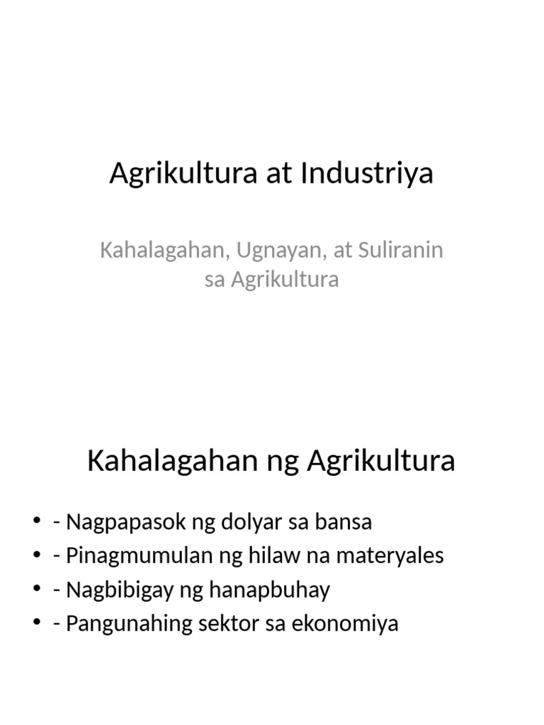 Agrikultura at Industriya | PDF