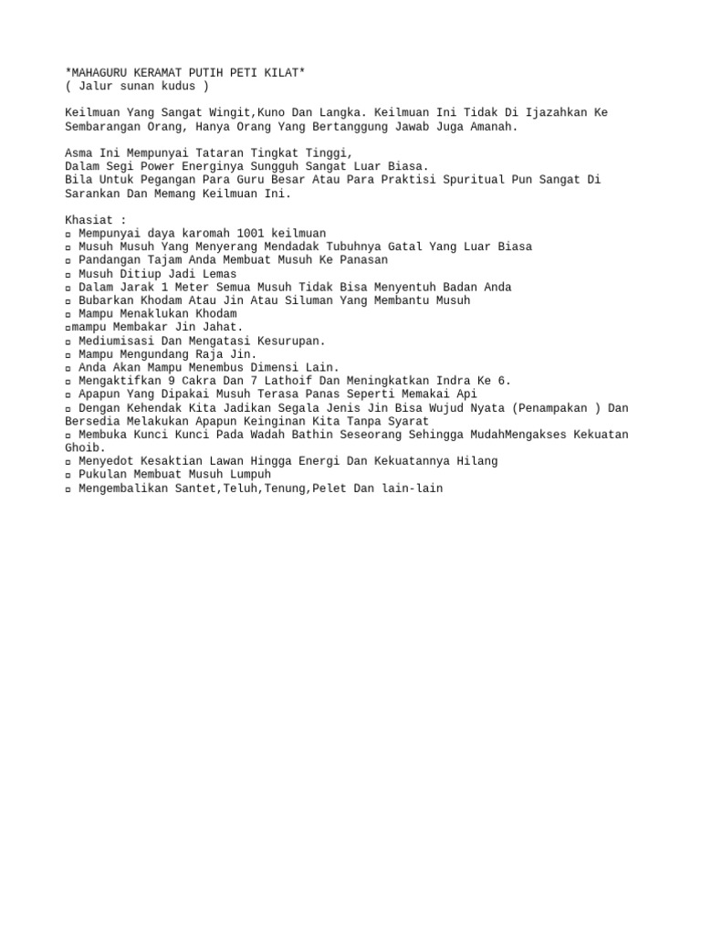 Mahaguru Keramat Putih Peti Kilat | PDF