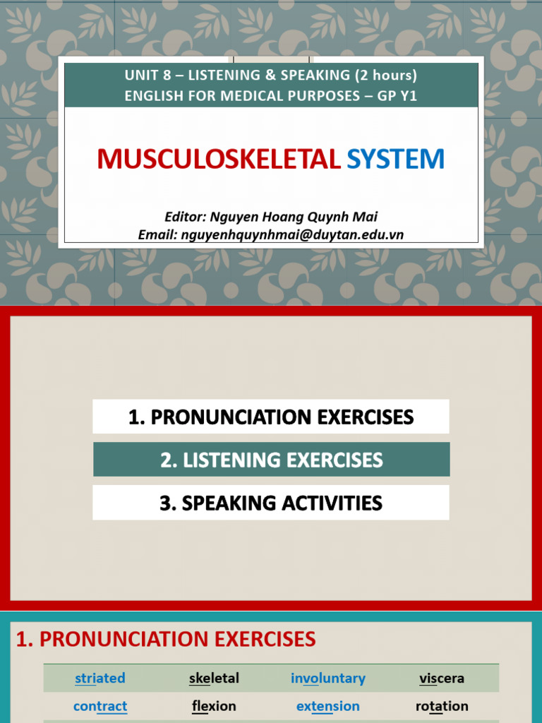 Musculoskeletal System: Listening & Speaking Activities | PDF | Human ...