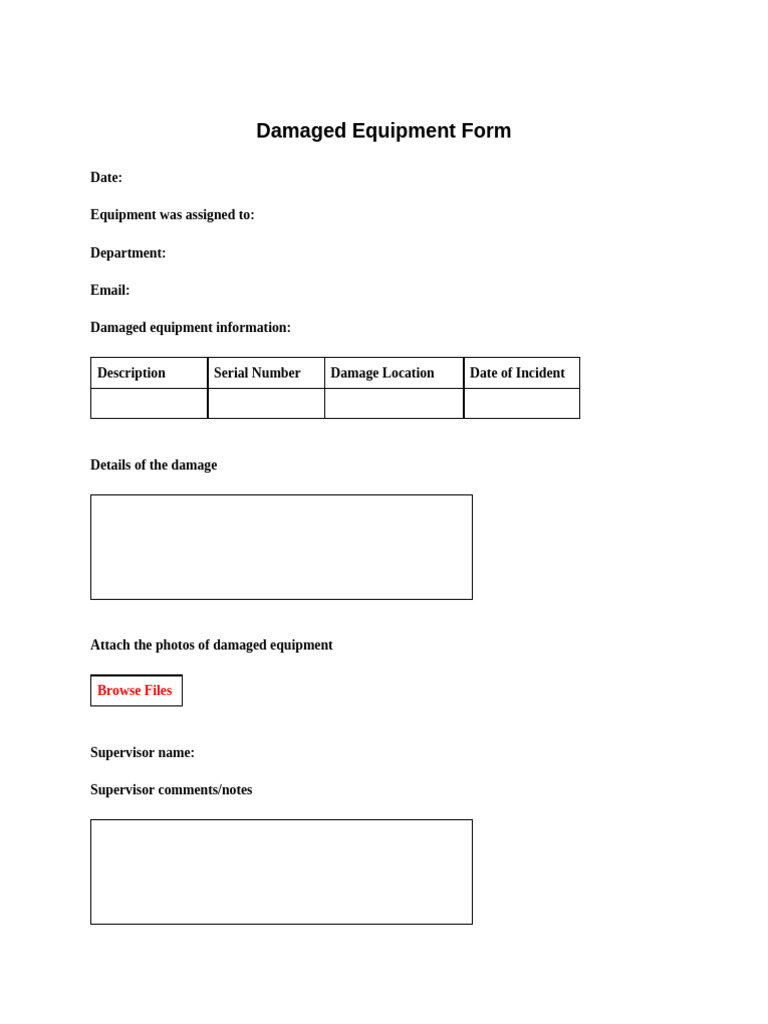 Damaged Equipment Form | PDF