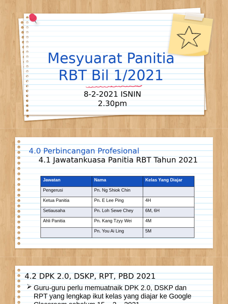 Mesyuarat Panitia RBT 1_2021 | PDF