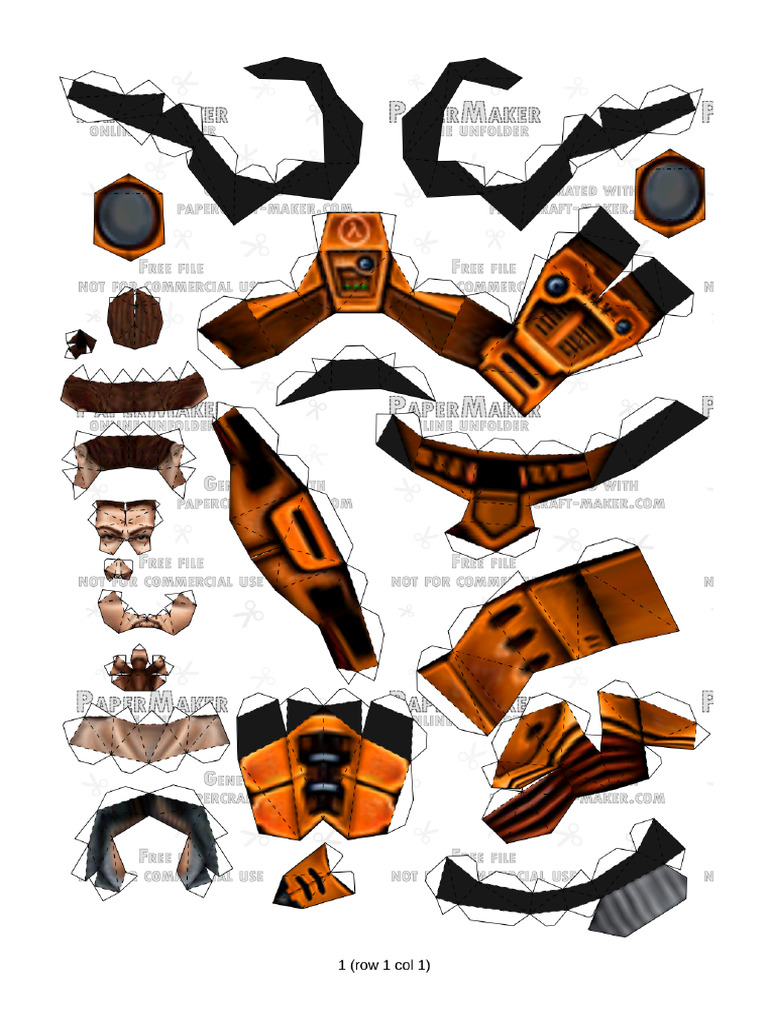 Gordon Freeman lined - papercraft-maker.com | PDF