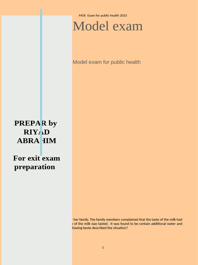 Exit - Exam - For - Public - Health - Care - ETHIOPIA - Office - Docx 2 | PDF | Birth Control ...