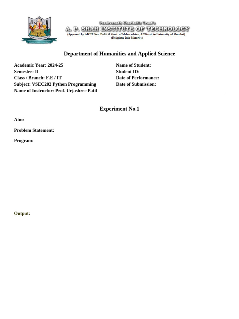 Python Programming Experiment Report | PDF