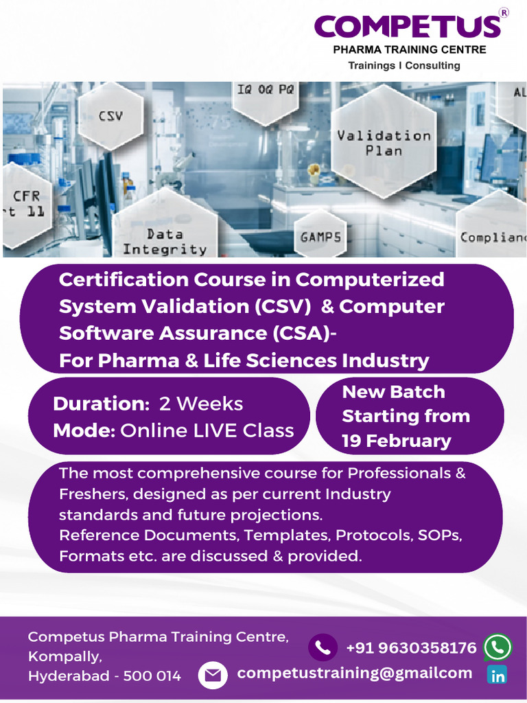Detailed Brochure for CSV Training | PDF