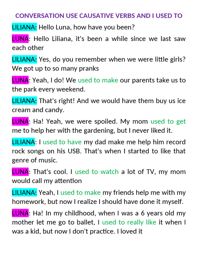 Conversation Use Causative Verbs and I Used To | PDF