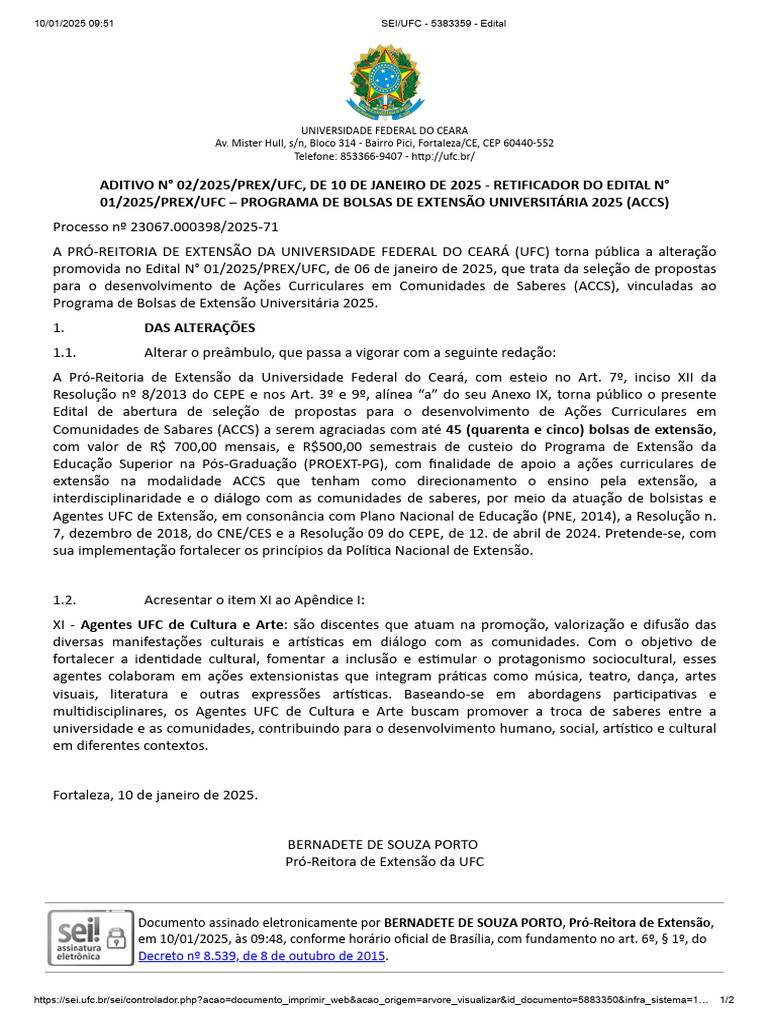 aditivo-02-2025-edital-accs-2025 | PDF | Educação em Artes Liberais