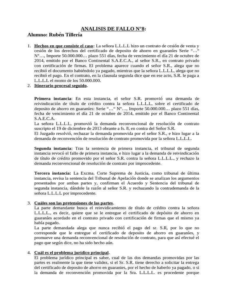 Analisis de Fallo N8 | PDF | Propiedad | Instrumento negociable