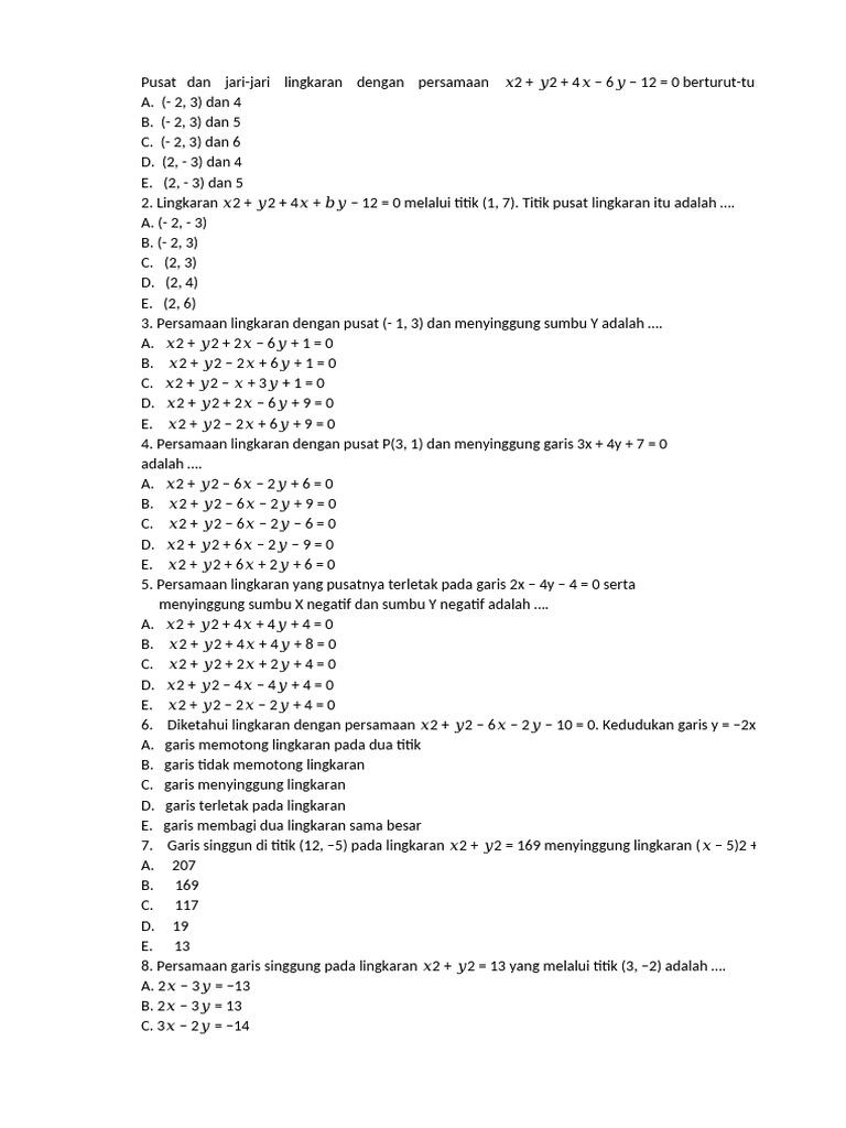 EXCLE SOAL PAT MTK MINAT GENAP | PDF