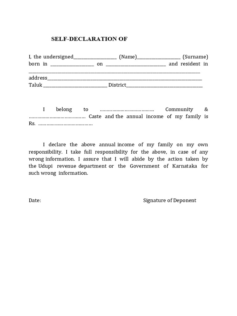 Caste Declaration Format | PDF
