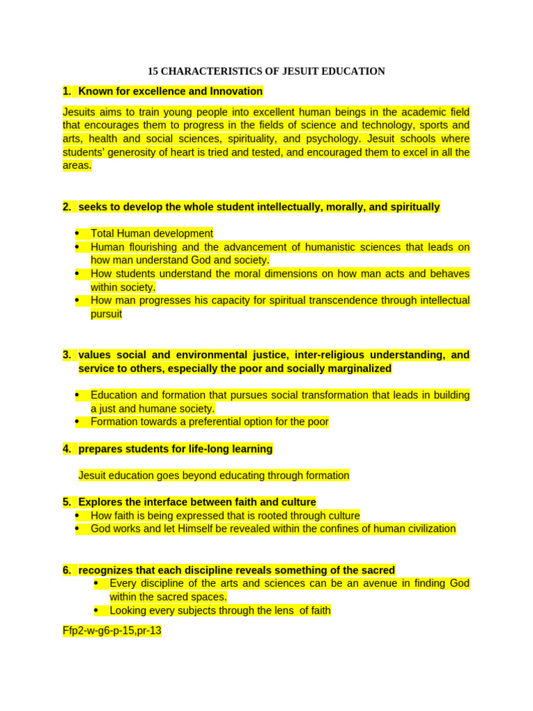 Characteristics of Jesuit Education | PDF | Spirituality | Science