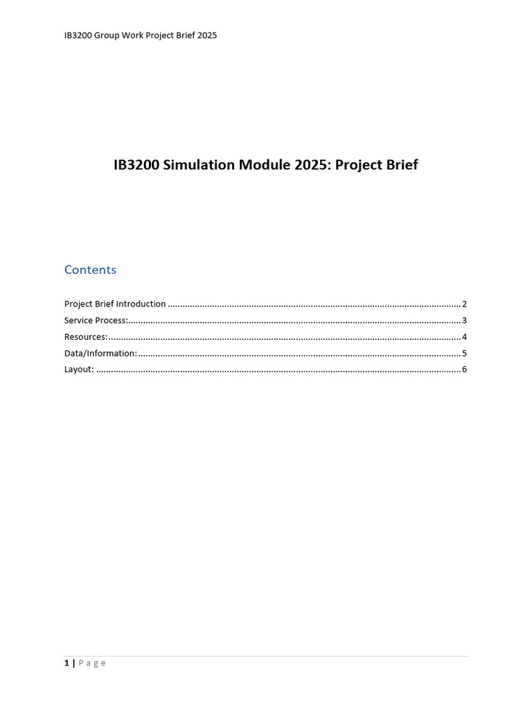 IB3200 Simulation - Group Assignment PROJECT BRIEF 2024 25 | PDF ...