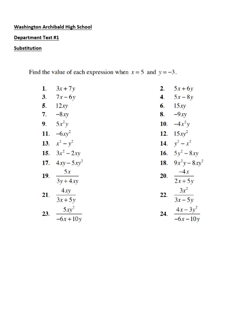 Substitution Test | PDF