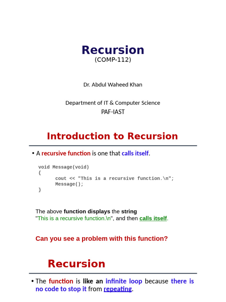 3-Recursion | PDF | Software Engineering | Computer Engineering 3-Recursion | PDF | Software Engineering | Computer Engineering