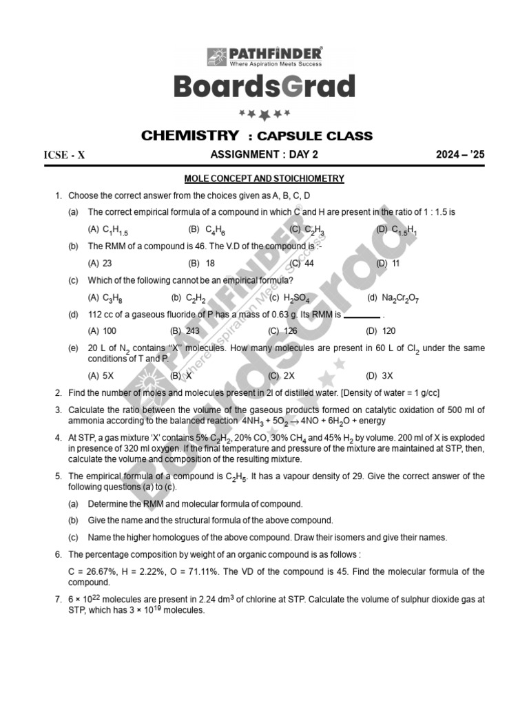 Capsule Chemistry Day 2 2024-'25 | PDF | Gases | Molecules