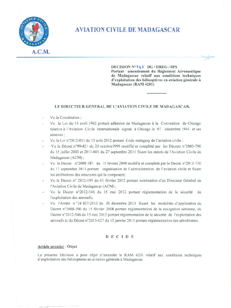 Décision n141 RAM 4201 | PDF