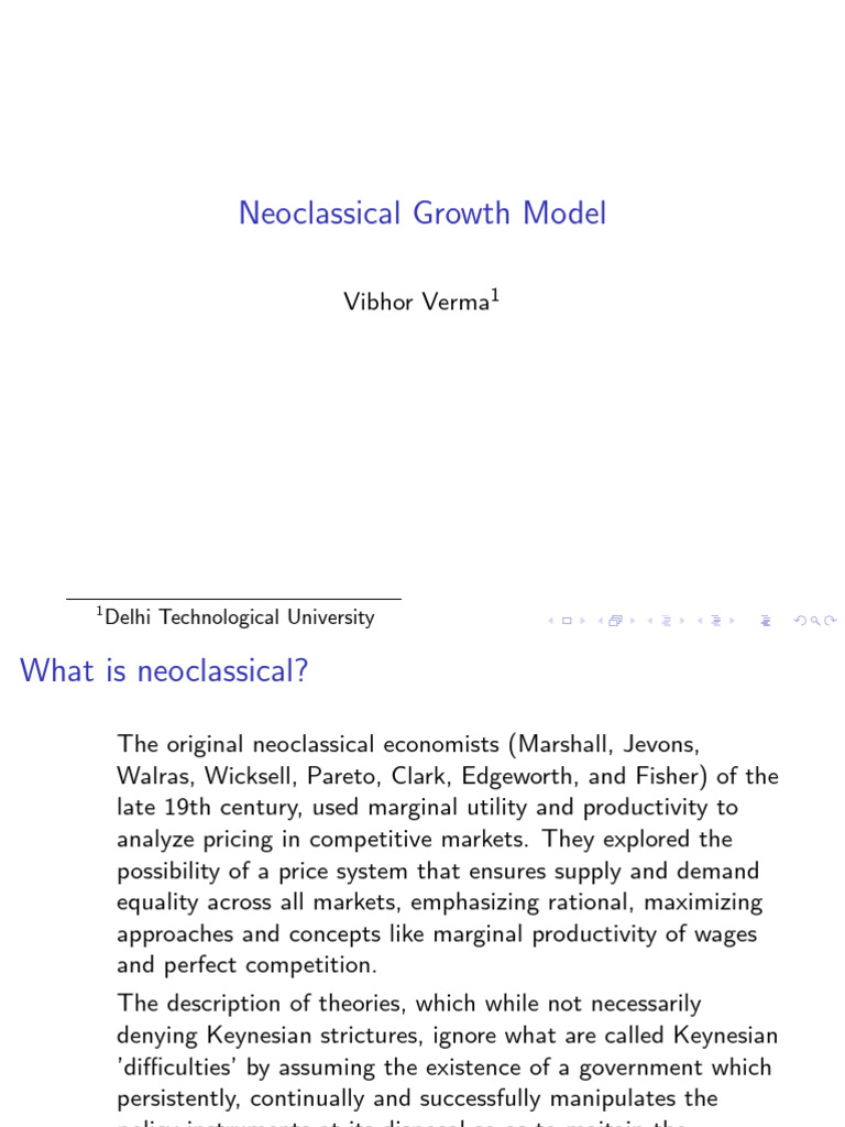 Neoclassical Growth Model | PDF | Neoclassical Economics | Economics