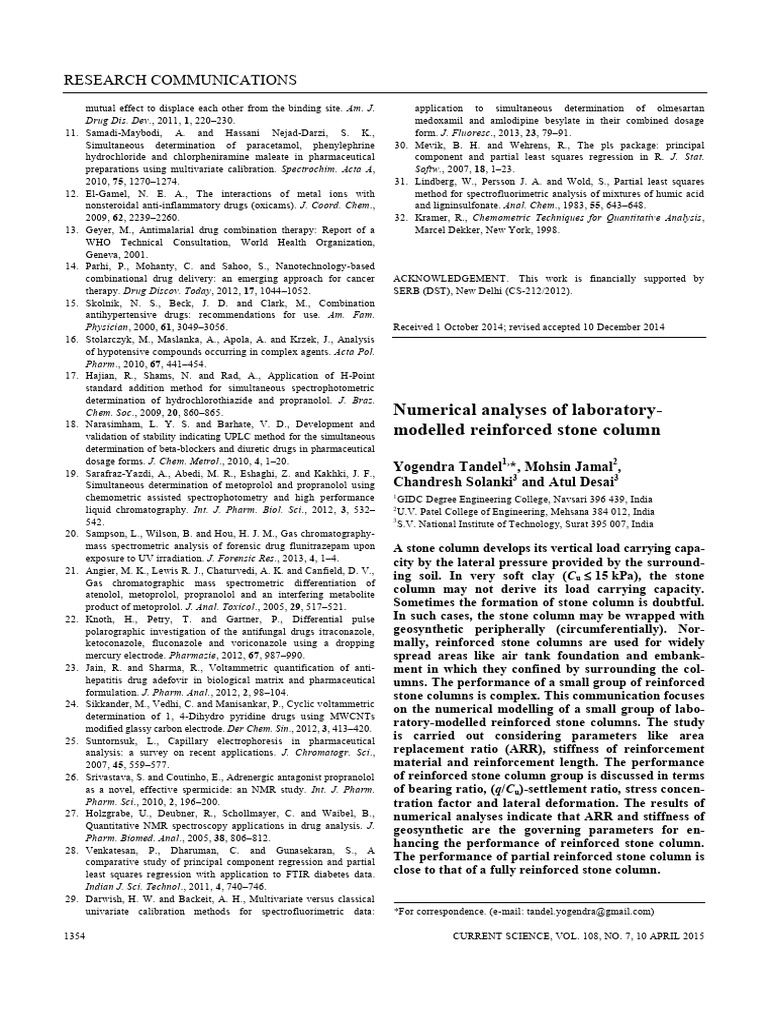 Numerical Analyses of Laboratory-Modelled Reinforced Stone Column | PDF ...