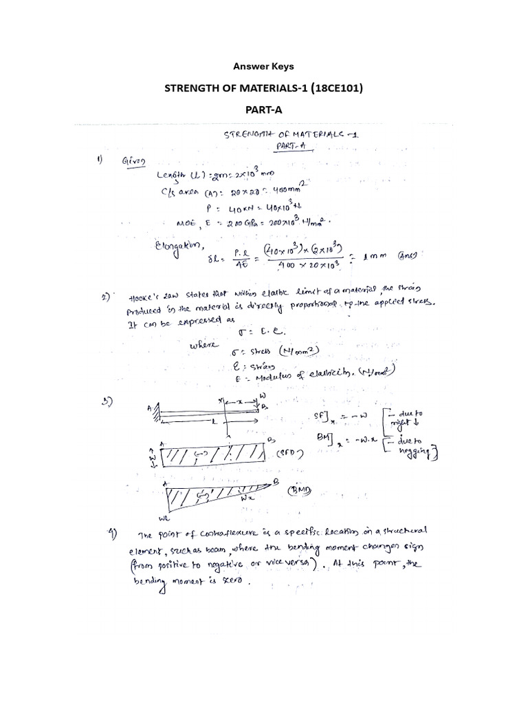 Strength of Materials 1 Answer Keys | PDF