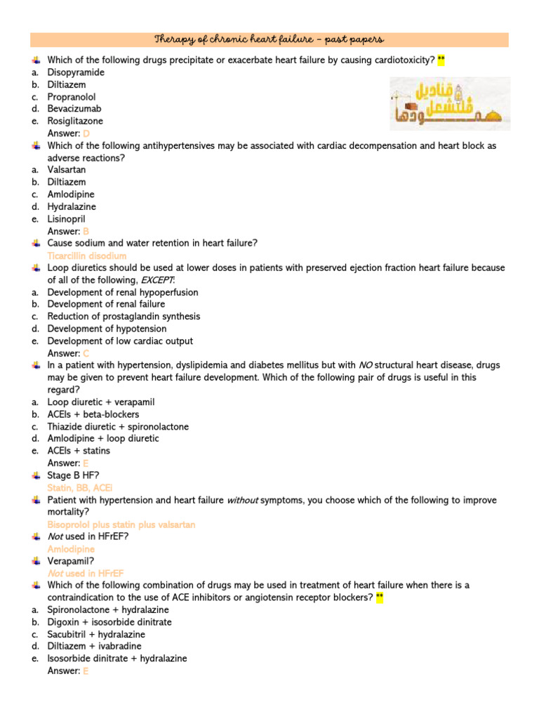 Lec.21+22 - Therapy of Chronic Heart Failure | PDF | Heart Failure | Heart