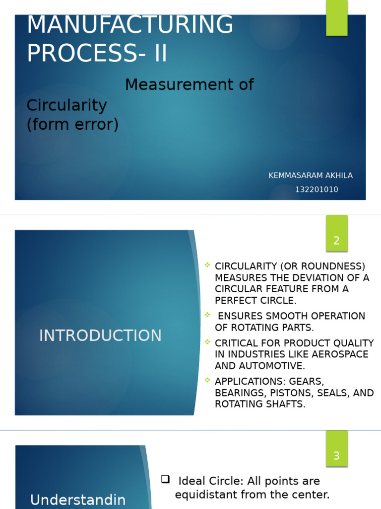 Manufacturing Process-Ii: Measurement of Circularity (Form Error) | PDF ...