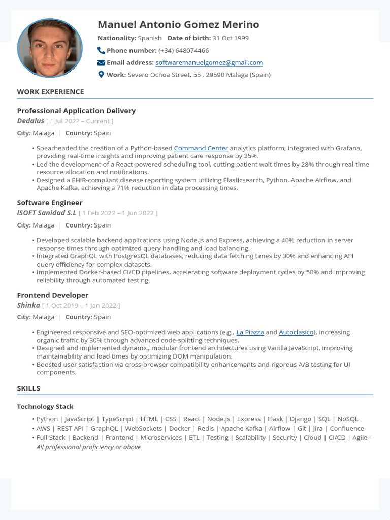 CV - Manuel Antonio Gomez Merino | PDF | Computer Science | Software ...