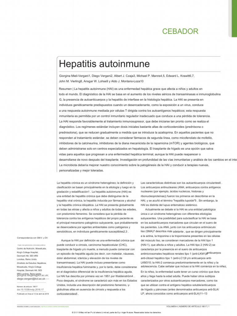 Autoimmune Hepatitis 2018 | PDF | Hepatitis | Enfermedad autoinmune