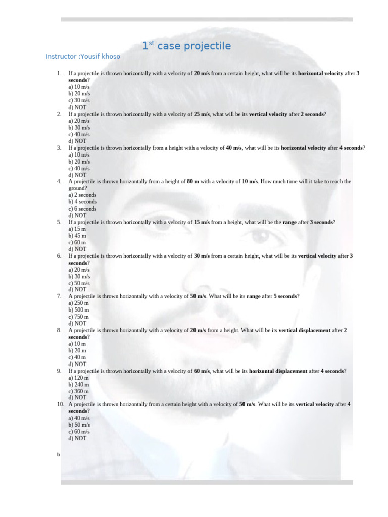 1st Case Projectile Instructor | PDF