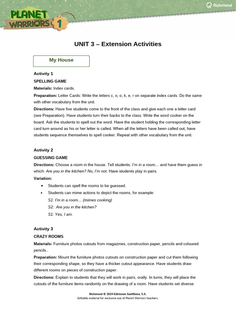 PW1 TRM ExtensionActivities U3 | PDF