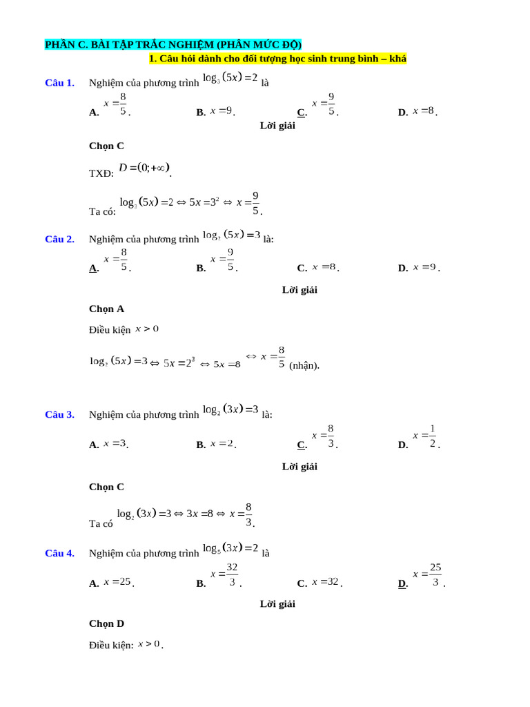 C6 - Bài-21-Phuong Trinh Mu - Logarit - DA TN1 | PDF