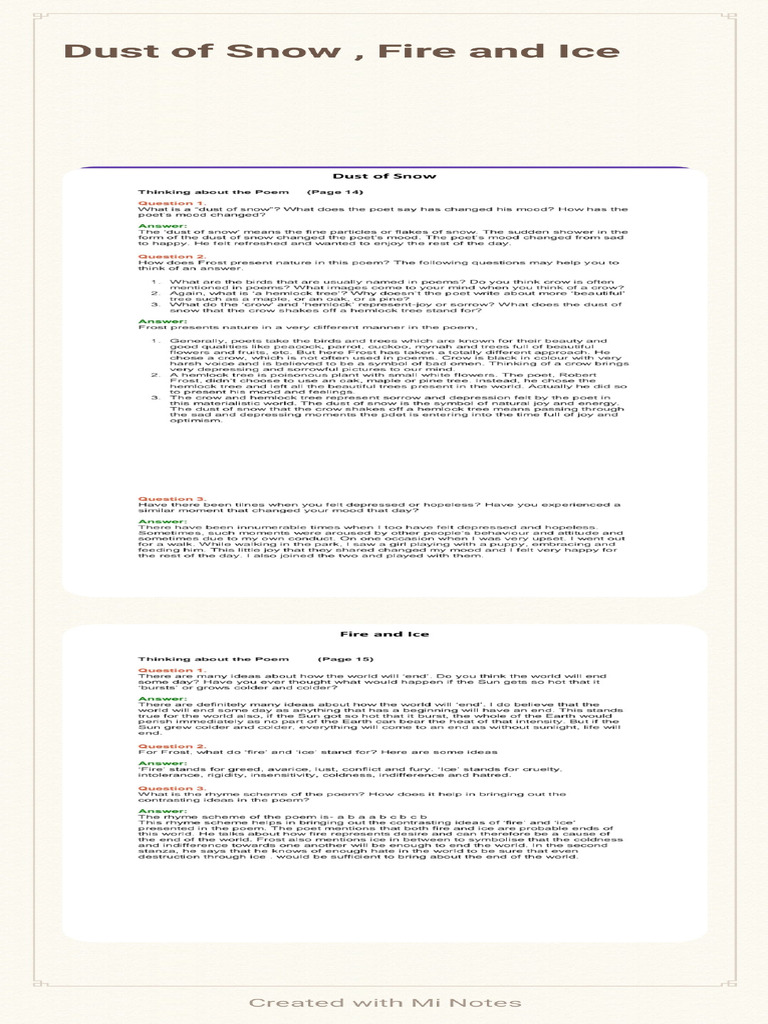 Dust of Snow, Fire and Ice | PDF