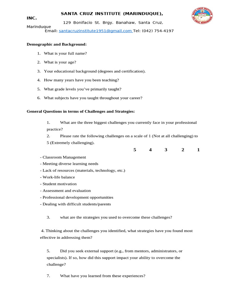 Sia Mark Interviews Questions | PDF | Teachers | Education Theory