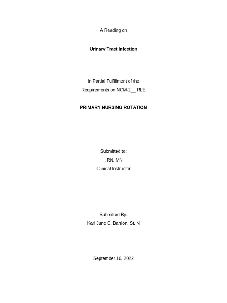 Karl Reading Uti | PDF | Urinary Tract Infection | Infection
